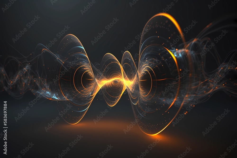 3D abstract sound wave visual background. Dynamic motion soundwaves ...