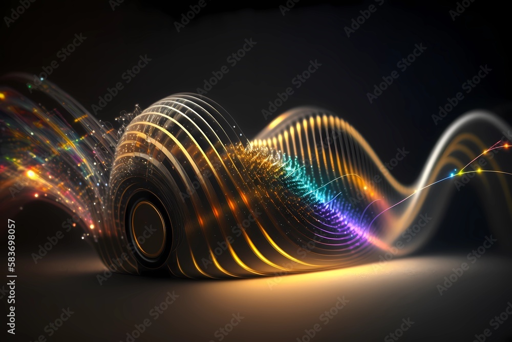 3D abstract sound wave visual background. Dynamic motion soundwaves ...
