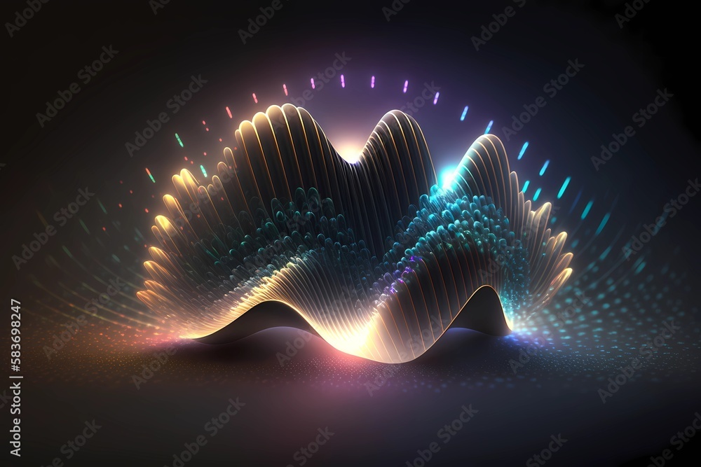 3D abstract sound wave visual background. Dynamic motion soundwaves ...