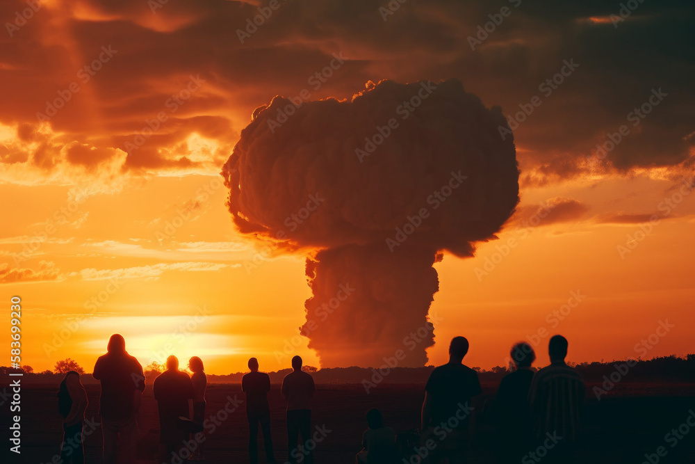 Photorealistic ai artwork of a nuclear or atomic bomb explosion at ...