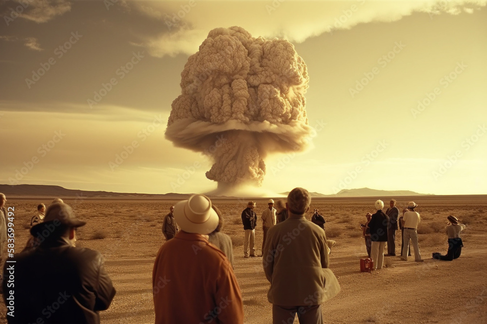 Photorealistic ai artwork of a nuclear or atomic explosion test in the ...