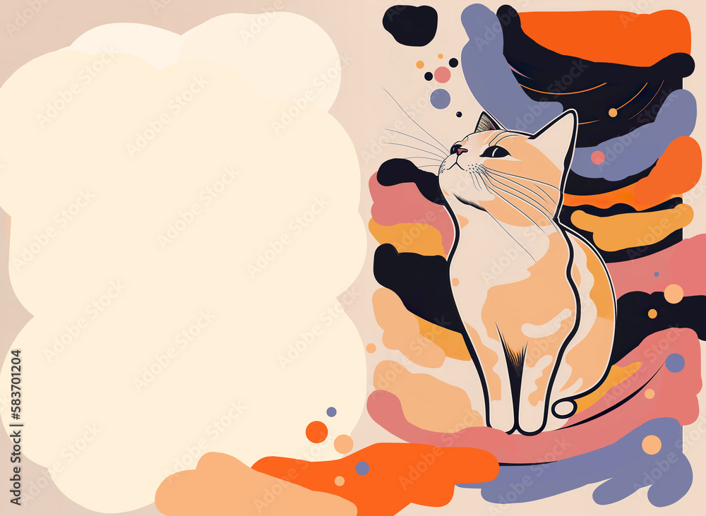 Cat kitten pet illustration line drawing realistic cute funny line art ...