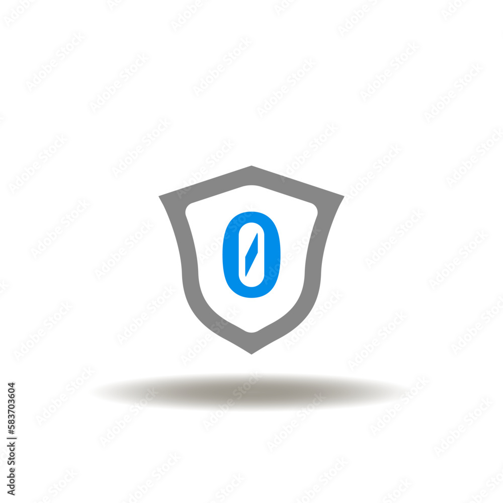 Vector illustration of shield and zero. Icon of zero trust. Symbol of ...