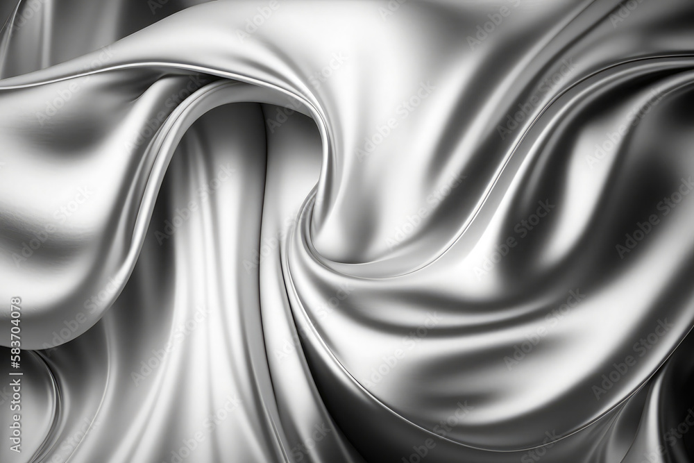 AI generated beautiful elegant silver soft silk satin fabric background ...