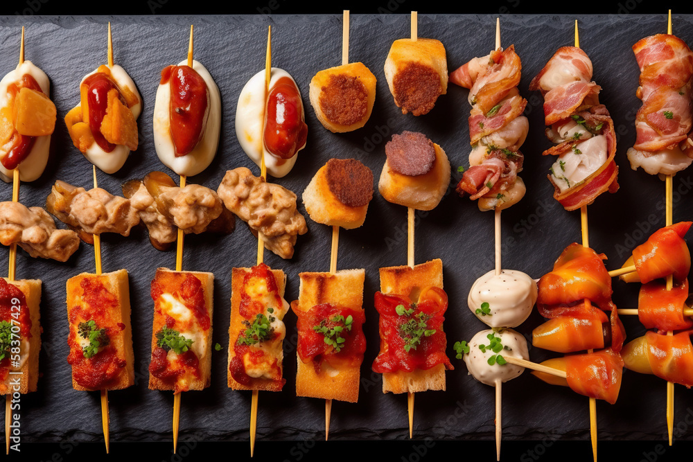 Foto de closeup of a typical spanish pincho de tortilla, spanish ...