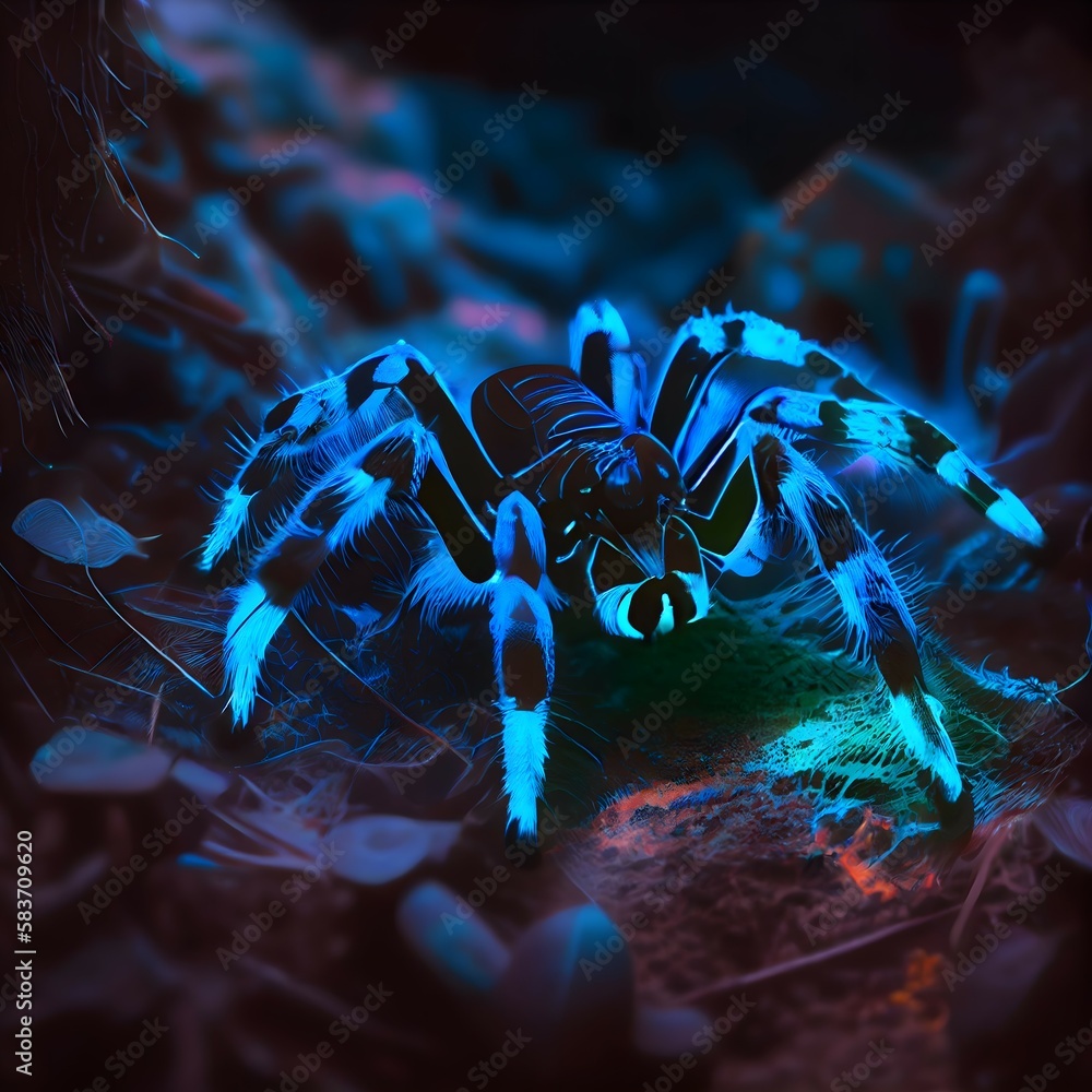 Full bioluminescent beautiful tarantula spider Vantabla Stock ...