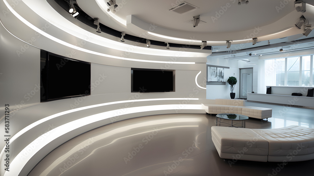 Tv Studio. News studio. News room. Background for newscast. 3D ...