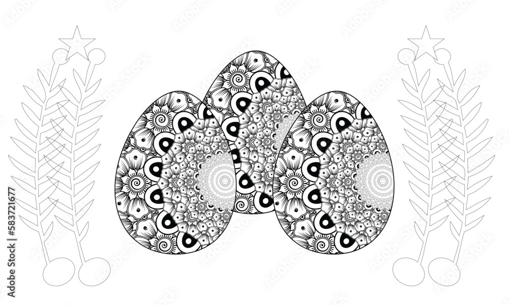 Easter eggs doodle set. Easter eggs Hand drawn decorative elements in ...