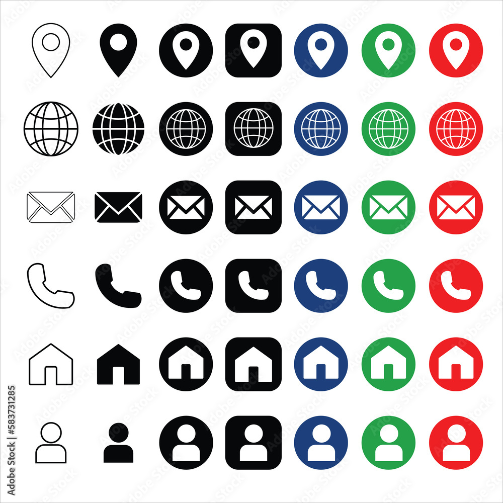 Set of contact us icons. Vector illustration | Address icon for web ...