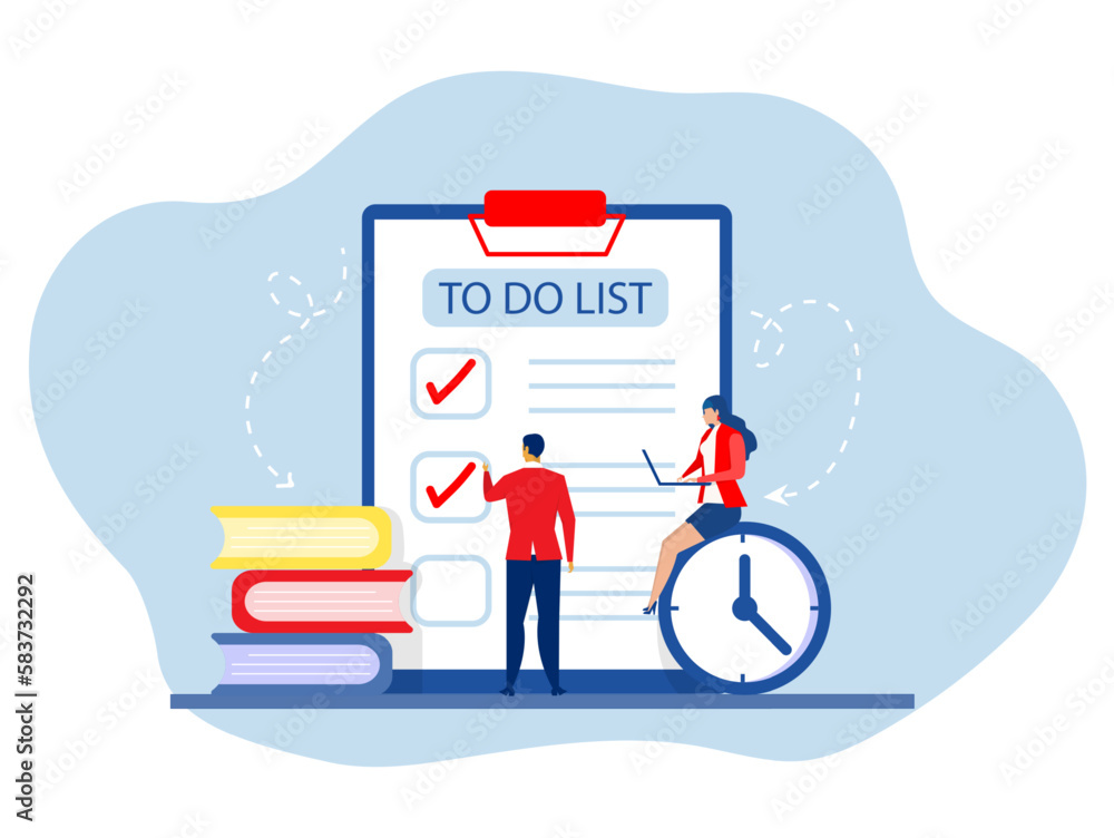 To do list , People do tasks and check schedules. people do tasks and ...