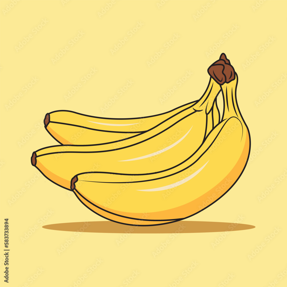 banana, banana cartoon vector, banana cartoon illustration, simple ...