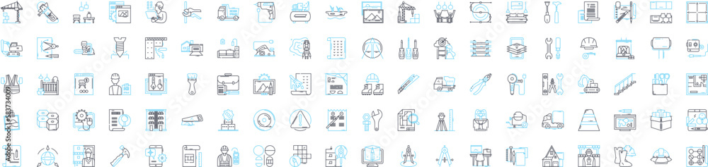 Build materials vector line icons set. Bricks, Cement, Sand, Gravel ...
