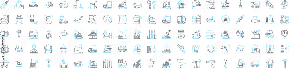 Building industry vector line icons set. Construction, Architecture ...