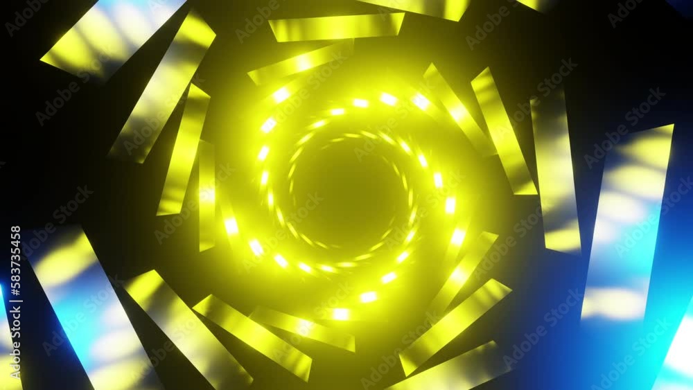 Abstract spiral Vj animation blue and yellow neon background for dance ...