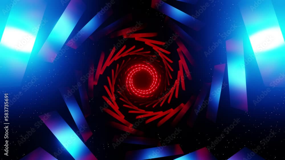 Abstract spiral Vj animation blue and red neon background for dance ...