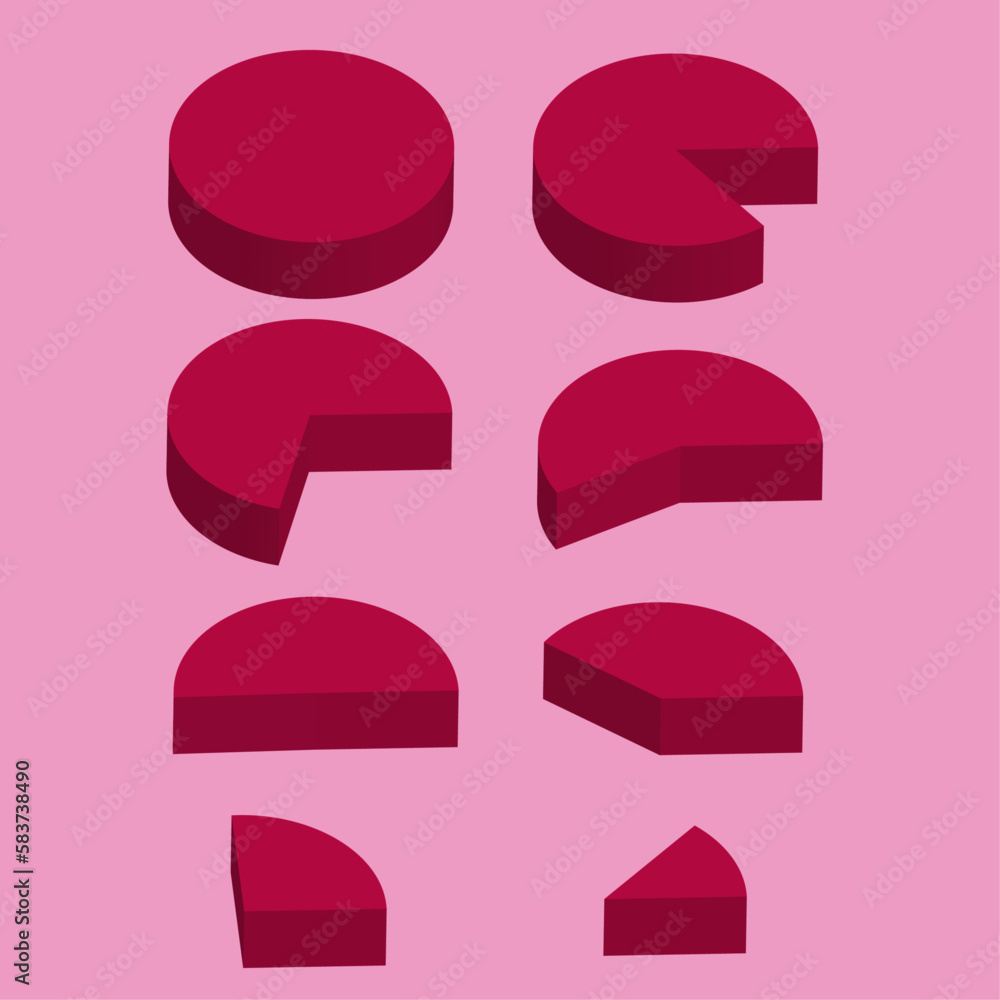 Red Pie chart with various levels.hundred percentage pie charts 3d ...