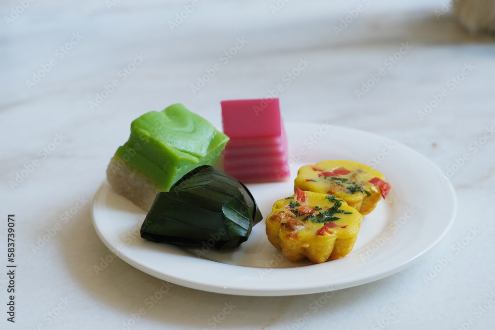 Variety type of kueh for breakfast in Malaysia such as Cara Berlauk ...