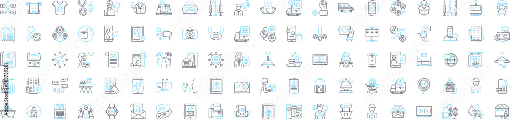 Customer service vector line icons set. Support, Assistance, Help, Care ...