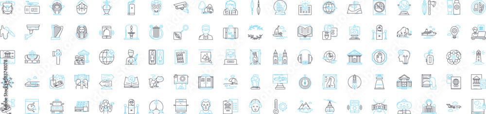 Cultural events vector line icons set. Festivals, Concerts, Parades ...
