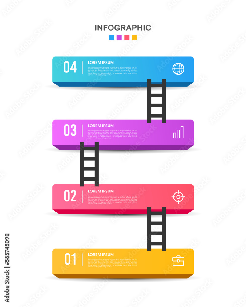 Infographic ladder to success. Vector illustration. Stock Vector ...