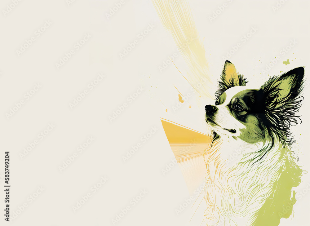 dog puppy pet illustration line drawing template banner realistic cute ...