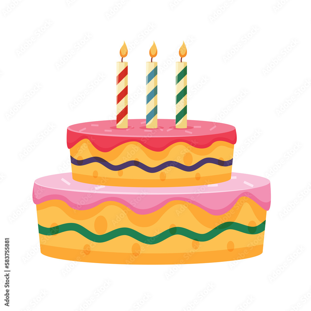 Birthday cake isolated illustration Stock Illustration | Adobe Stock