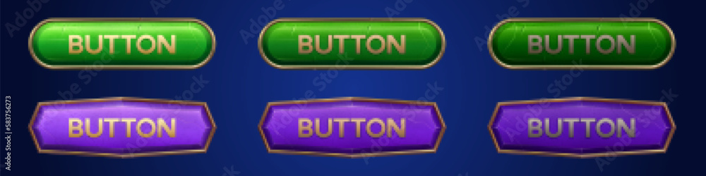 Medieval Ui Game Button With Gold Frame Sprite For Animation Fantasy Rpg Title Sign Design On