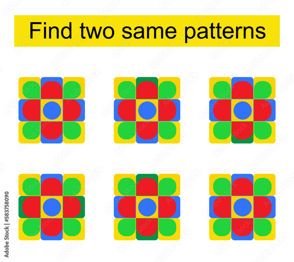 Educational game for kids. Need to find two same patterns. Visual ...