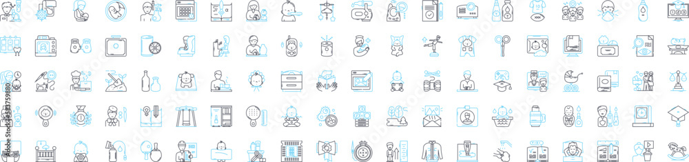 Vetor de Children vector line icons set. Kids, Infants, Toddlers ...