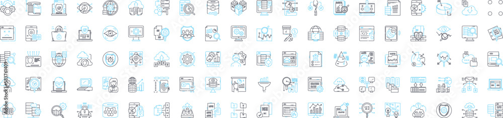 Big data analysis vector line icons set. Analytics, Mining, Storage ...