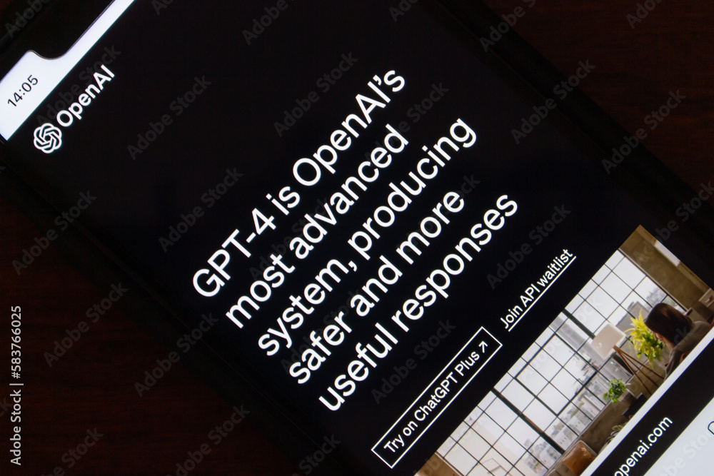 Vancouver, CANADA - Mar 18 2023 : Website of GPT-4 seen in an iPhone ...