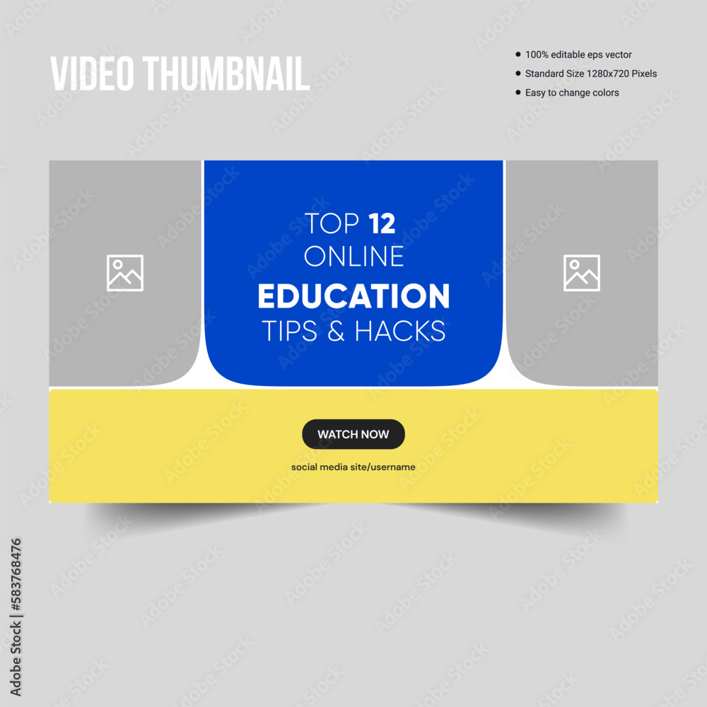 Education tips and tricks video thumbnail banner template, online ...