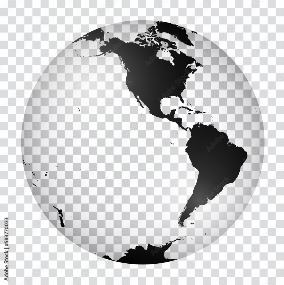 Transparent World Map in globe shape of Earth. Nicolosi globular ...