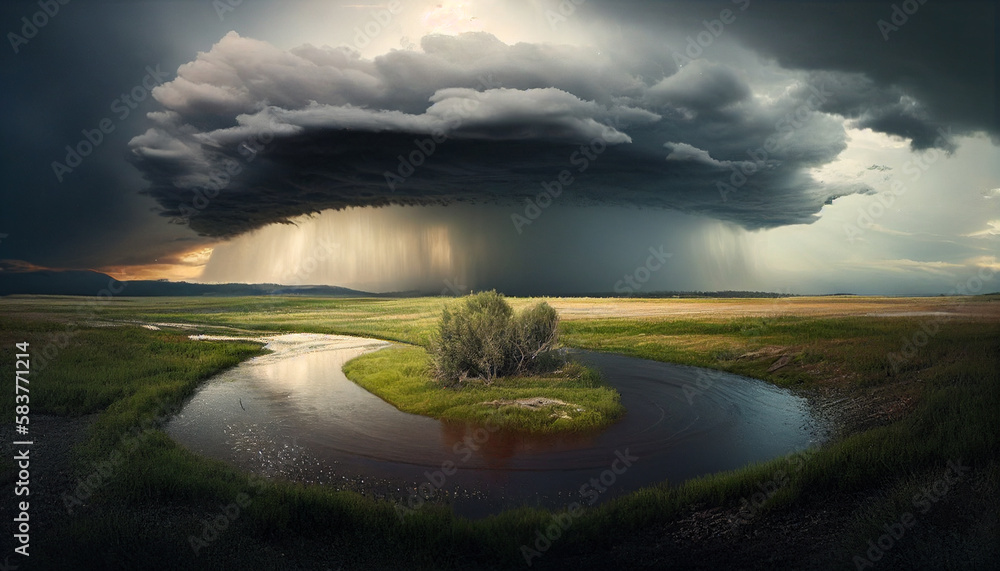 Spring Fury, Super Cell Storm Approaches. Generative Ai. v1 Stock ...