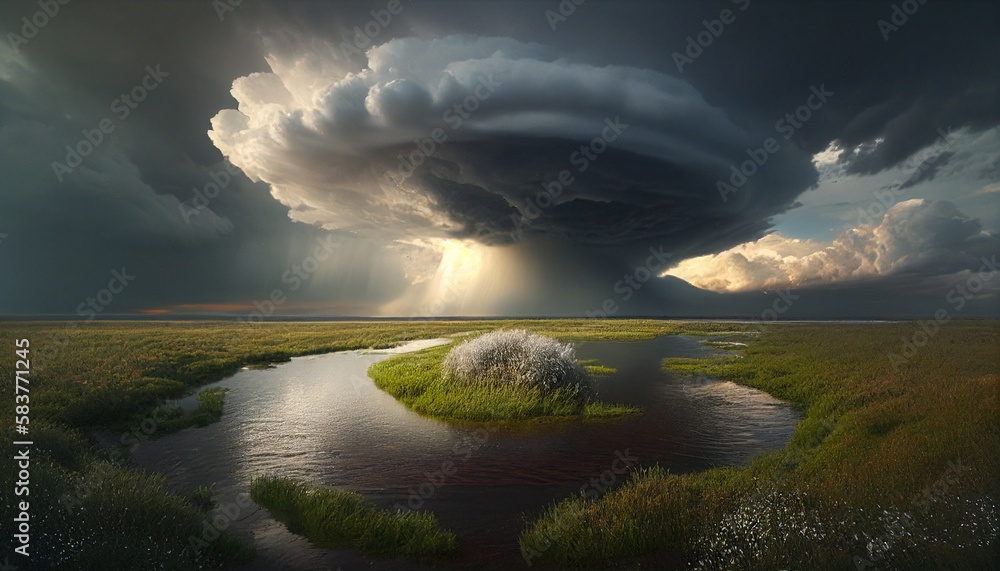 Spring Fury, Super Cell Storm Approaches. Generative Ai. v2 Stock ...