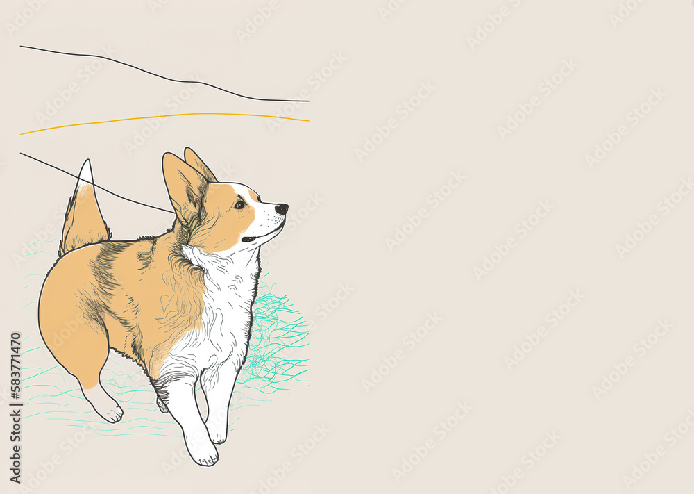 dog puppy pet illustration line drawing template banner realistic cute ...