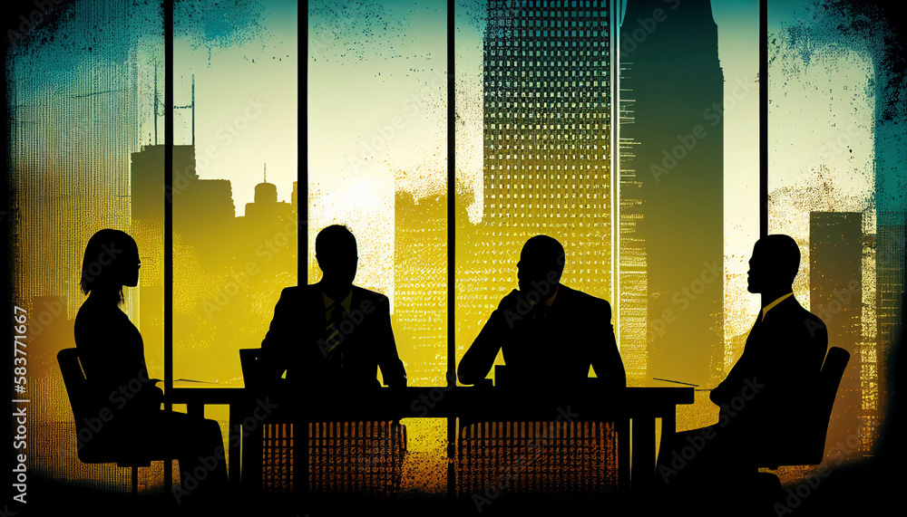 Abstract image of business people in a meeting. Generative AI. v3 Stock ...