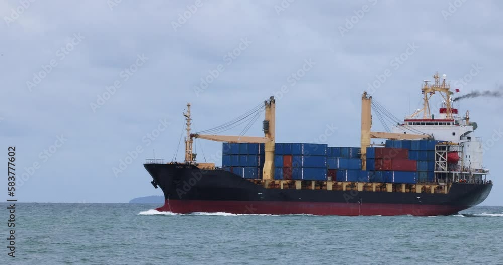 cargo container ship sailing in sea to import export goods and ...