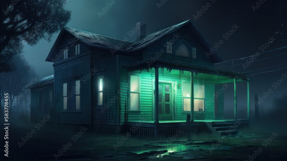 Front Porch of a ghostly, creepy and abandoned building, Haunted house ...