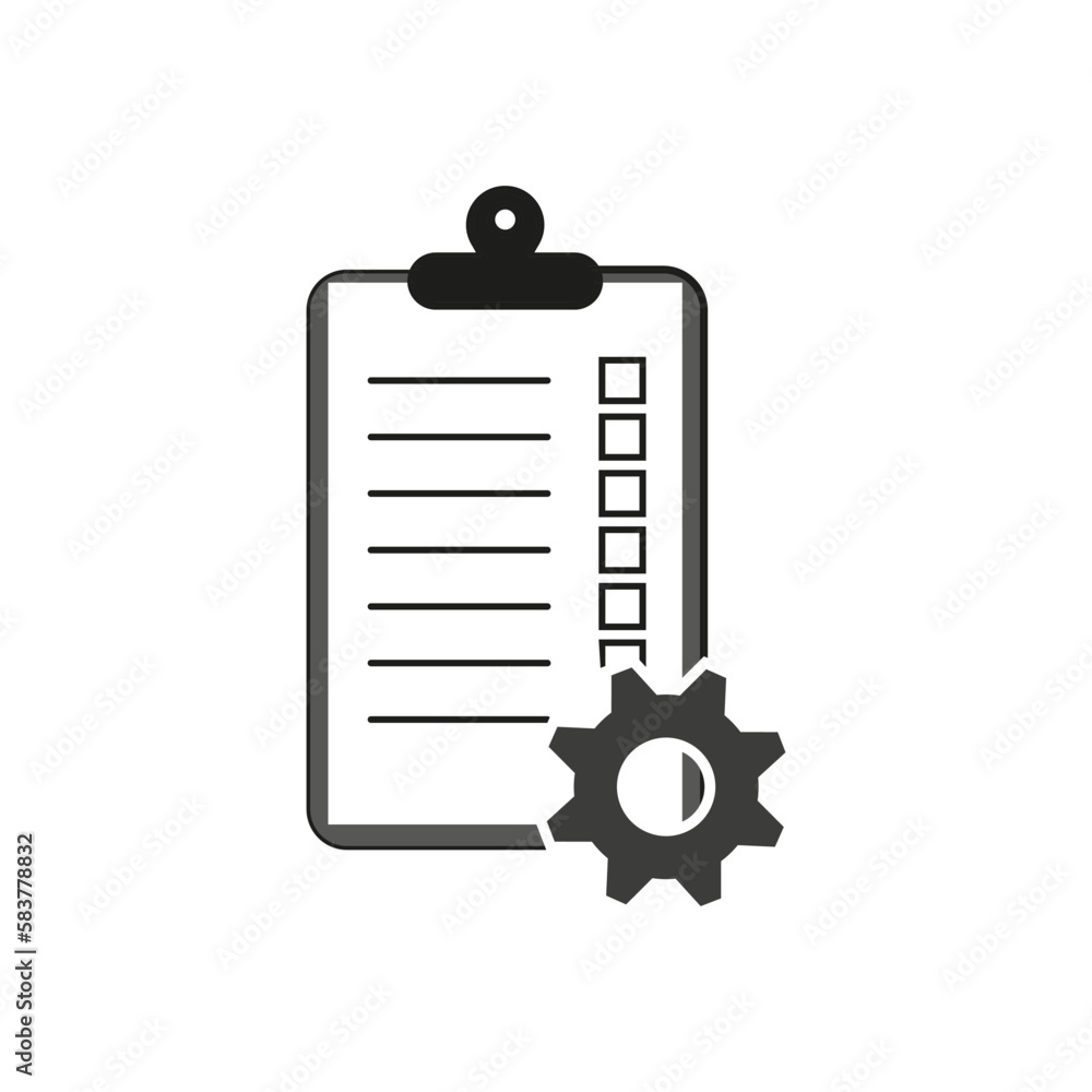 Check list gear. Cogwheel gear, setting symbol. Business success ...