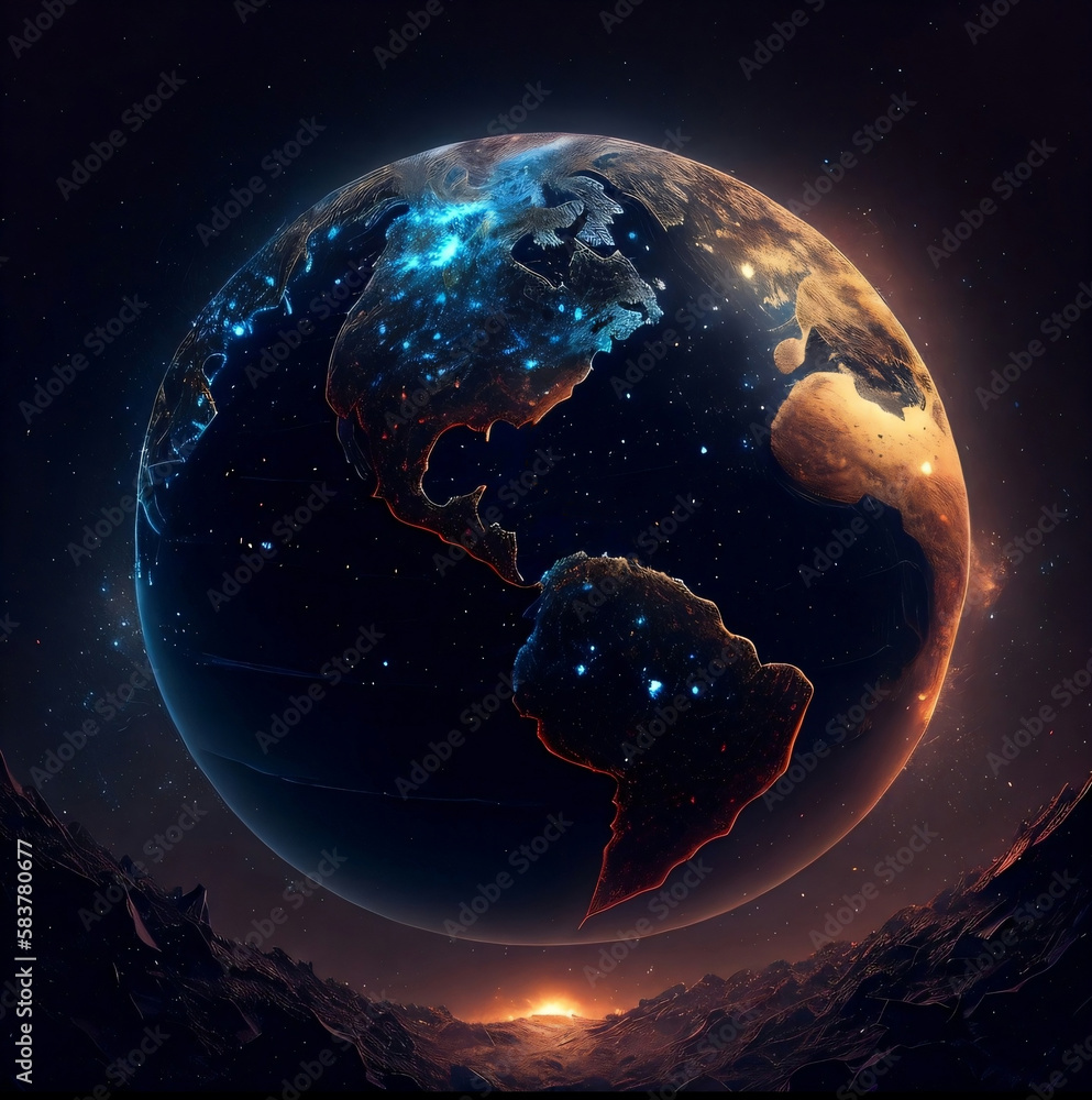 Award-winning concept art, a highly detailed of the earth at the other ...