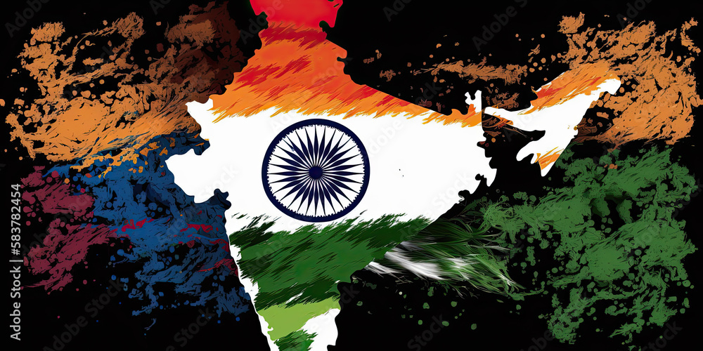 India's map in flag colors - Generative AI Stock Illustration | Adobe Stock