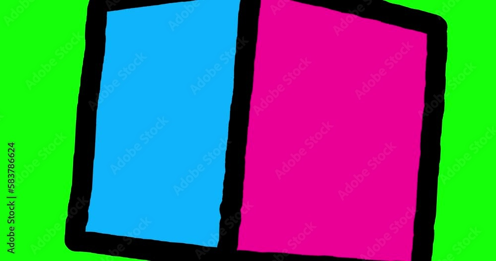 Wipe transition cingle cube cartoon 3d outline CMYK color. Linear ...