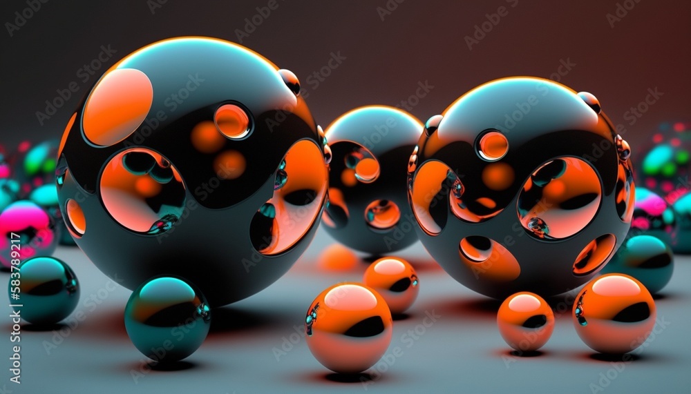 Photorealistic 3D spheres and balls of different colors. Glossy effect ...