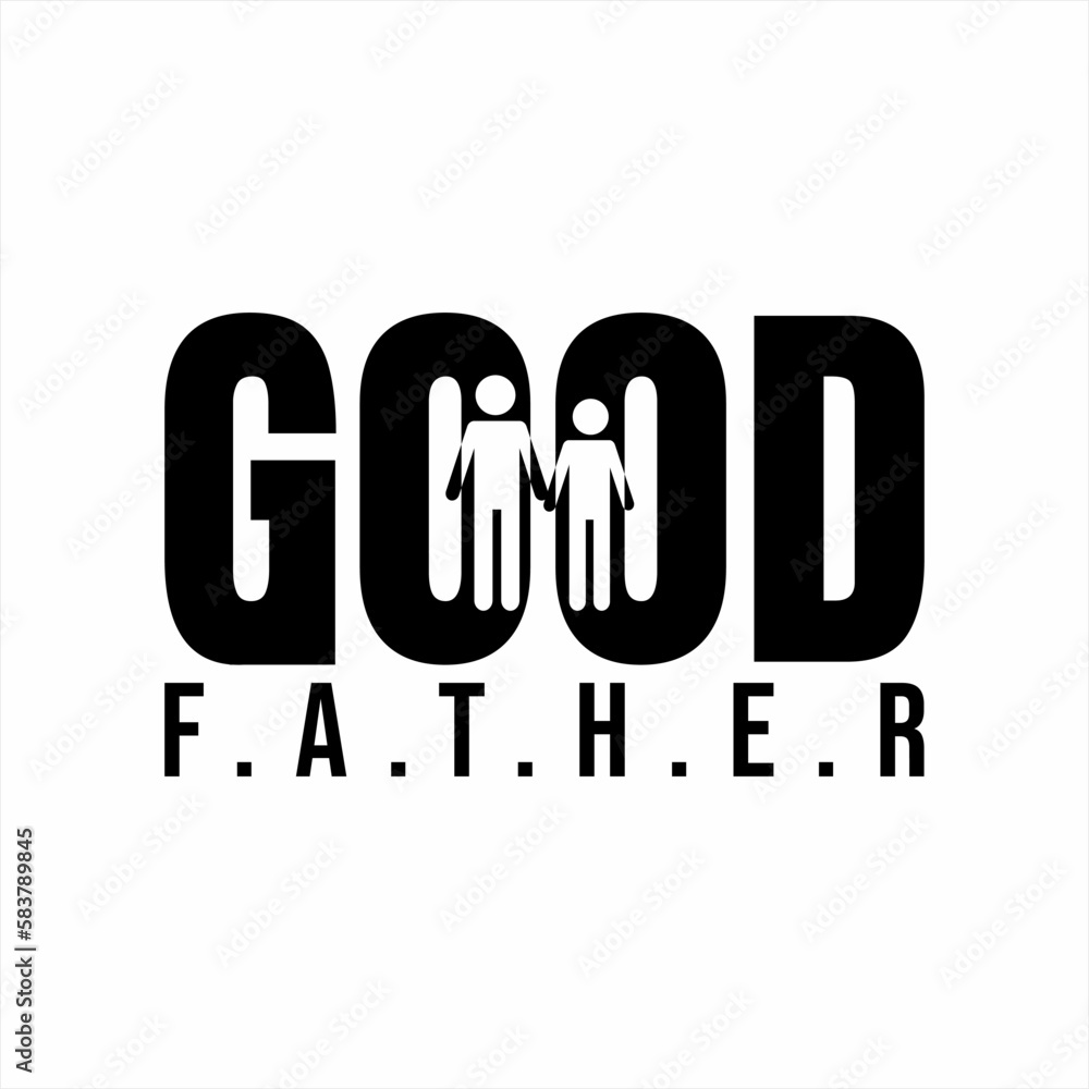 Good Father word design with illustration of Father and Son on O letter ...