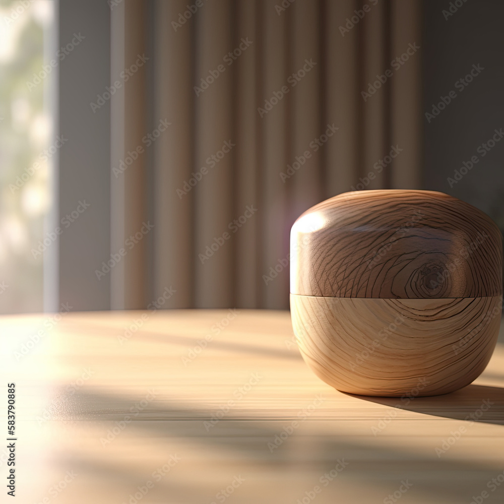 3D render of an empty, stylish, fine oak wood with a beautiful wood ...