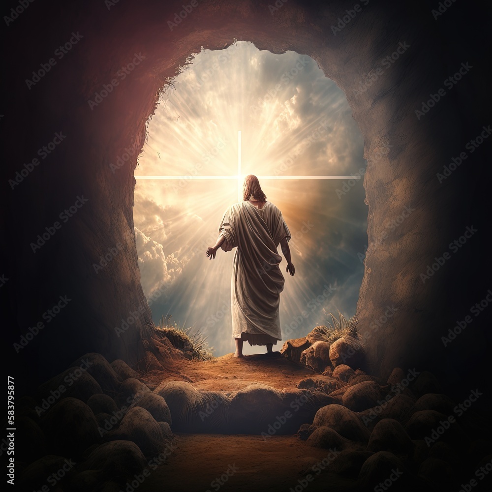 Resurrection of Jesus Christ, empty tomb, Jesus coming out of the tomb ...