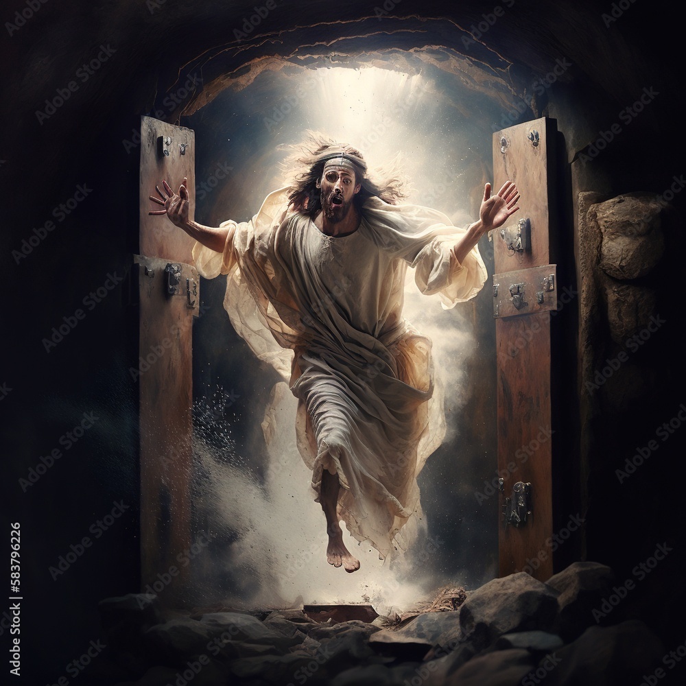 Resurrection of Jesus Christ, empty tomb, Jesus coming out of the tomb ...
