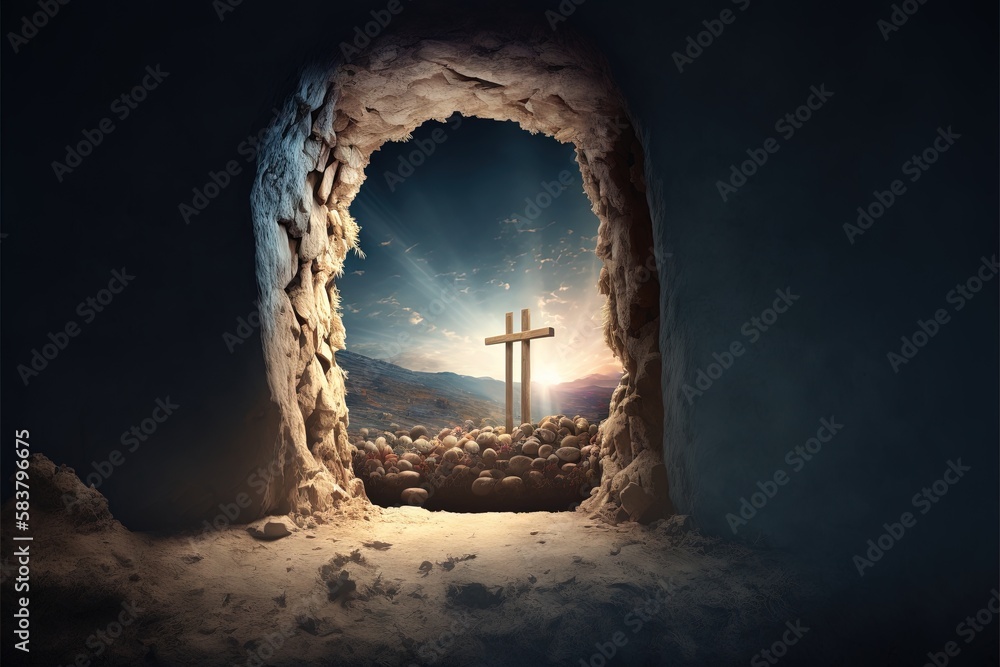 Resurrection of Jesus Christ, empty tomb, Jesus coming out of the tomb ...