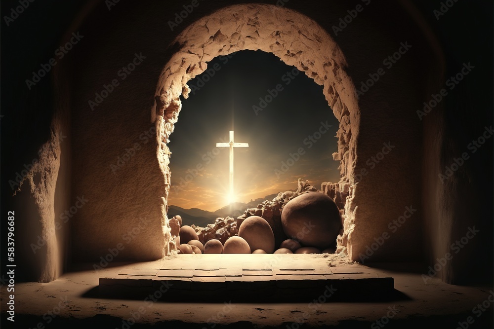 Resurrection of Jesus Christ, empty tomb, Jesus coming out of the tomb ...